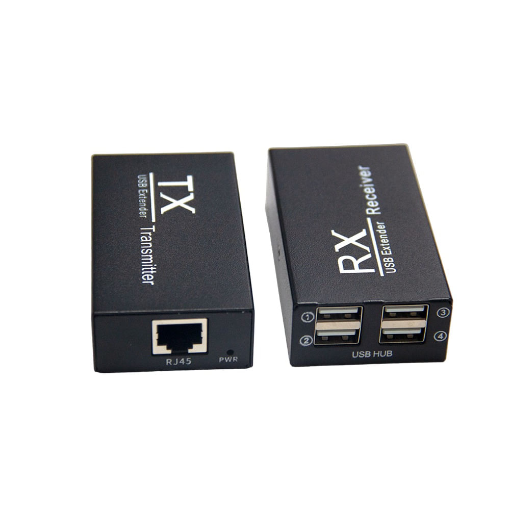 Extensor Hub 4 Portas USB Via Cabo de Rede CAT5/6 Até 200 Metros